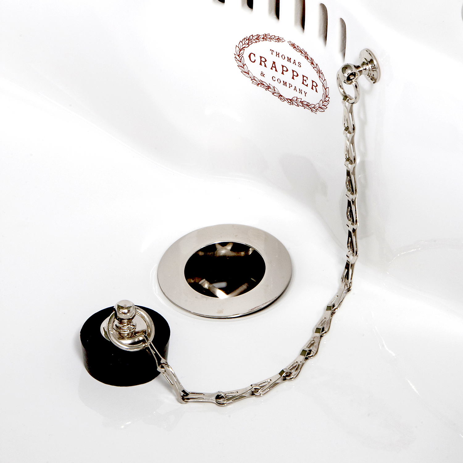 Hand made basin waste set from Thomas Crapper & Co Ltd